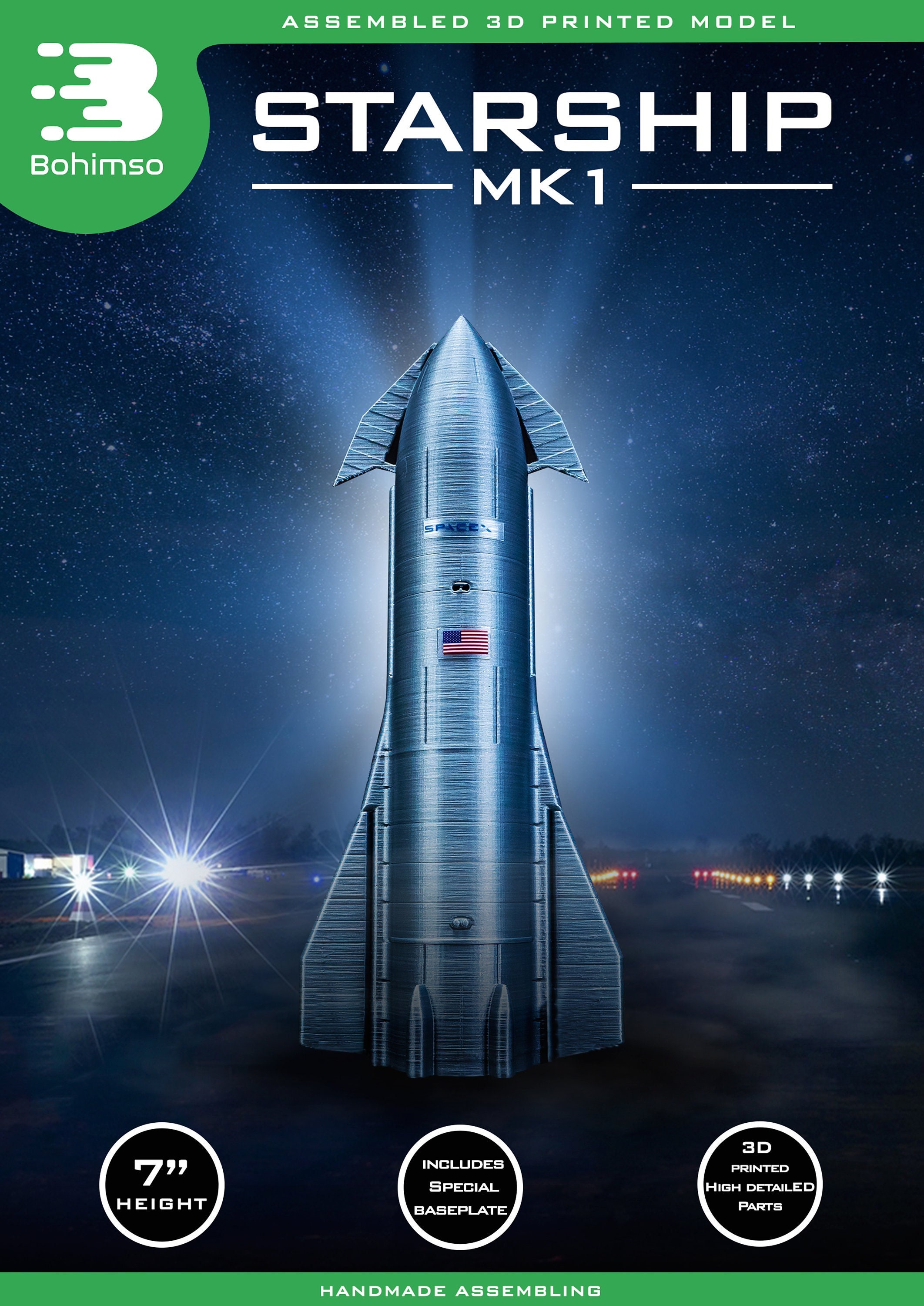 Starship MK1 Plastic Model Test Vehicle Prototype Rocket Spacex ...