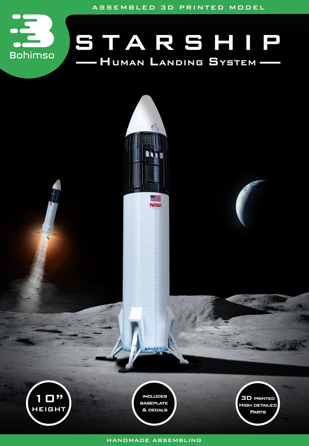 Starship HLS | Human Landing System | Plastic Model | Rocket | Spacex ...