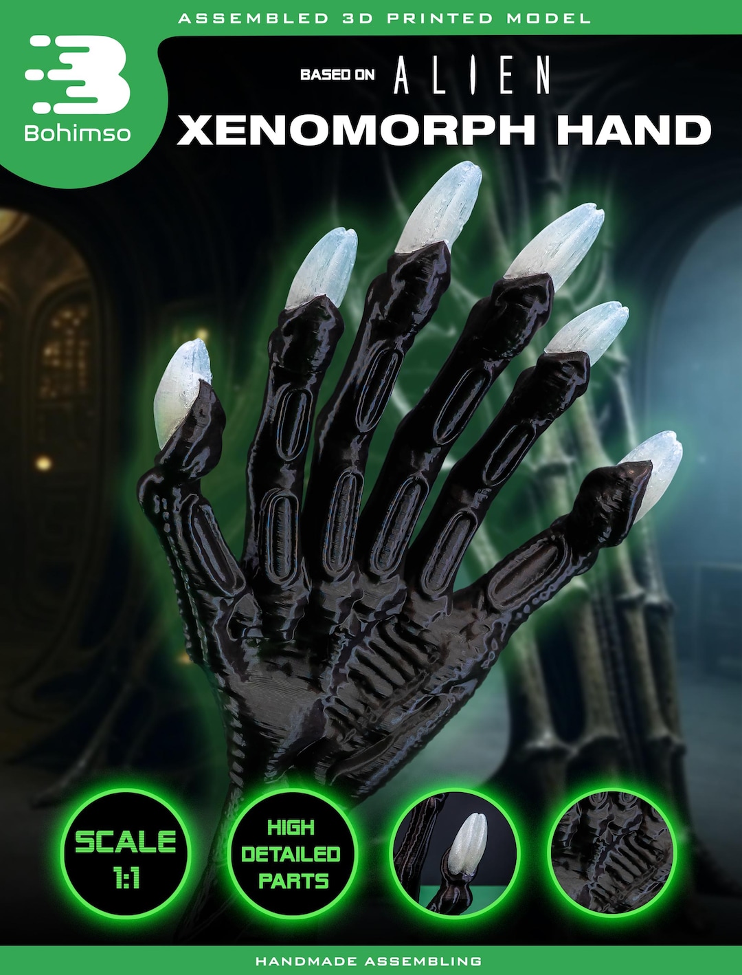 Alien Hand | Xenomorph Hand |real Size |alien | Plastic Model | 3d ...