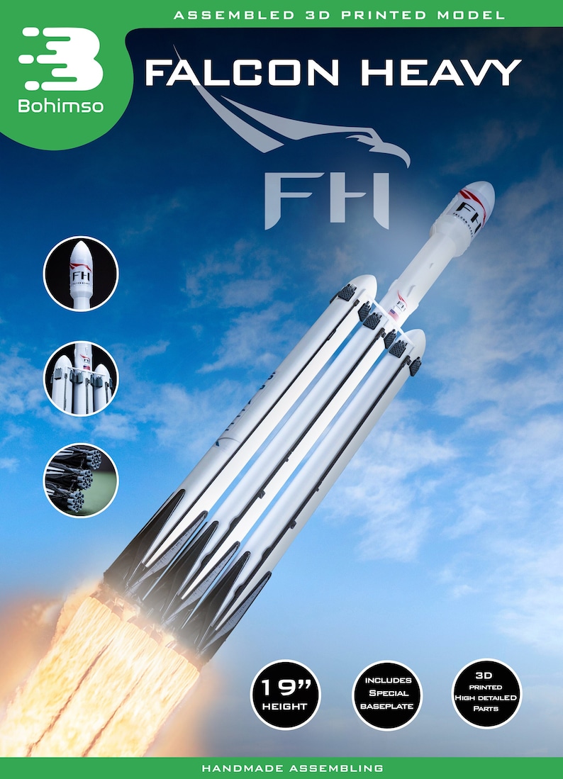 FALCON HEAVY | Plastic Model | Rocket | Spacex | NASA | Scale 1:144 ...