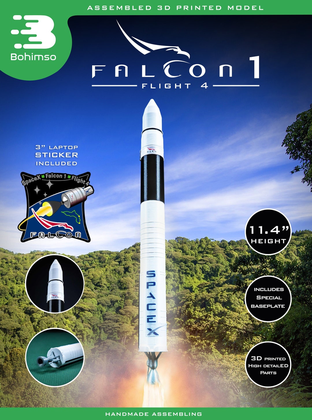 Falcon 1 | Plastic Model | Rocket | Spacex | Nasa | Scale 1:72 ...