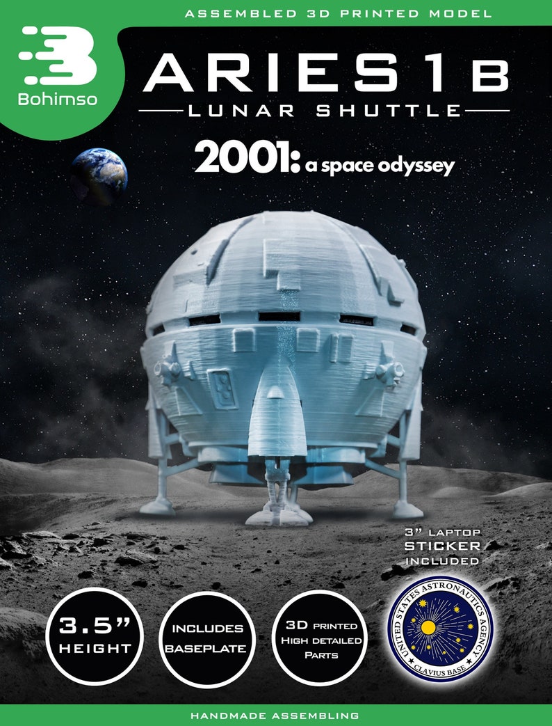 Aries 1b | Lunar Schuttle | 2001 a Space Odyssey | Plastic Model | Moon | Spacecraft | 3d ...