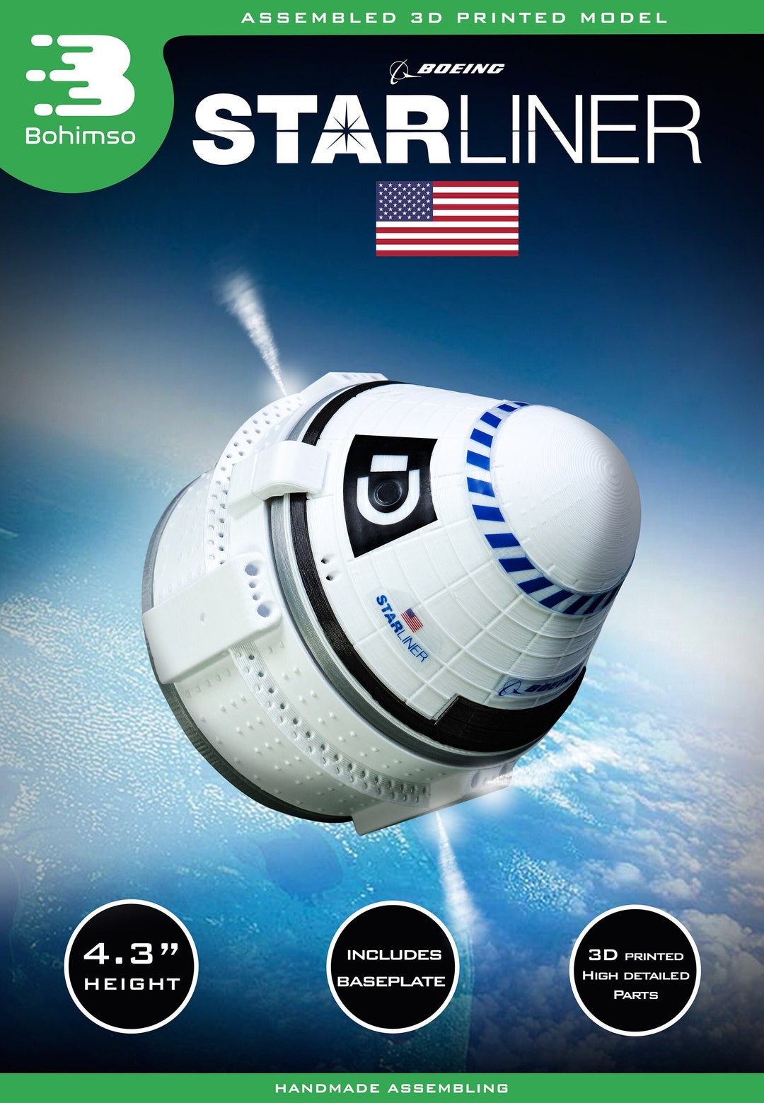 Boeing CST-100 Starliner Spaceship | Plastic Model | Nasa | Capsule ...