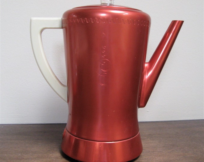 Vintage Red Coffee Pot - Aluminum Flavo-matic - Etsy