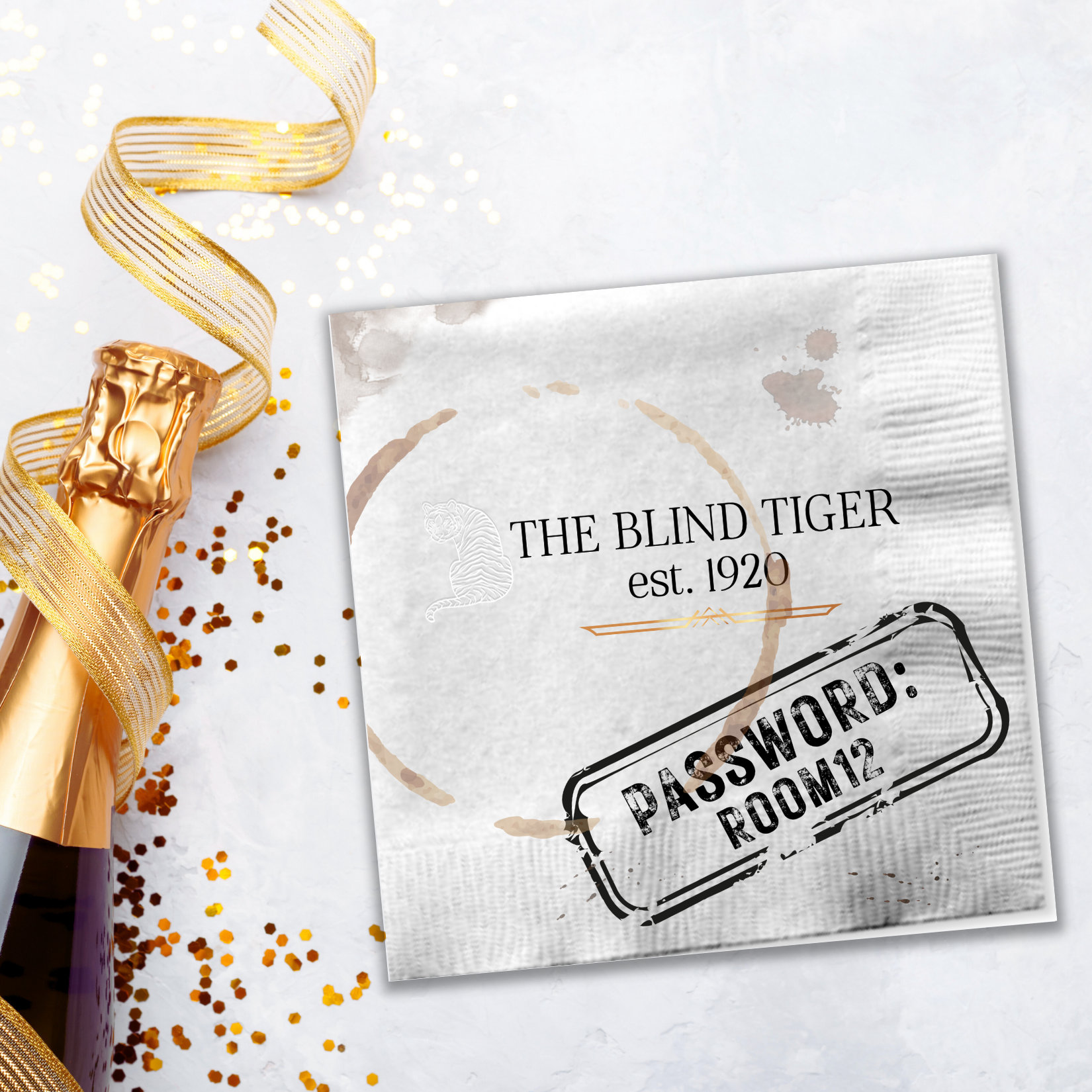 Printable 1920s Invitation Cocktail Napkin Design, Speakeasy Invite ...