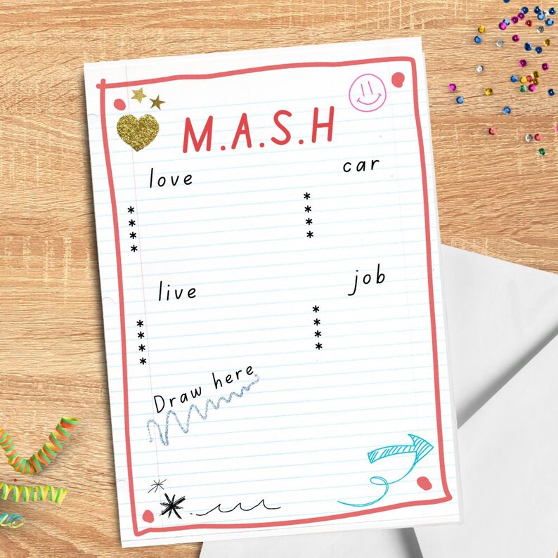 Editable MASH Party Invitation Template, Predict Future Mansion, Car ...