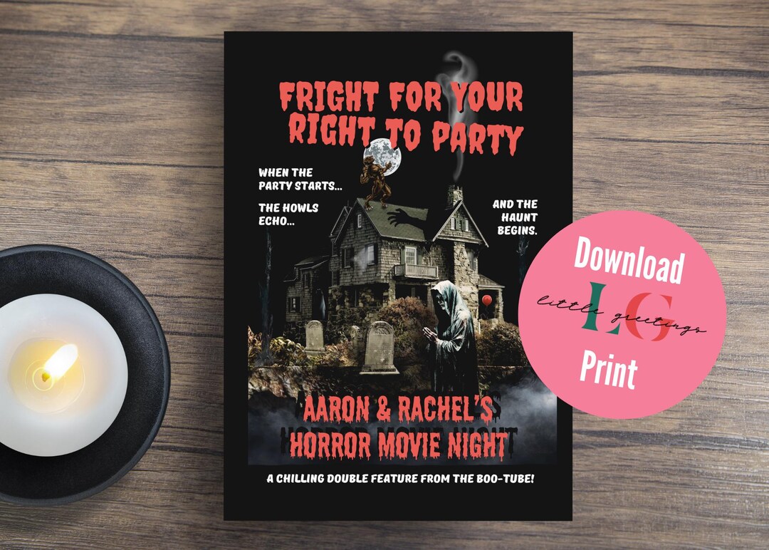 Printable Vintage Horror Movie Poster Inspired Party Invitation - Scary ...