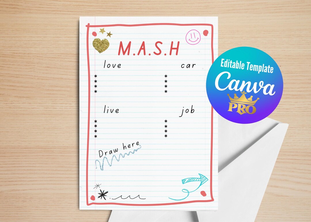 Editable MASH Party Invitation Template, Predict Future Mansion, Car ...