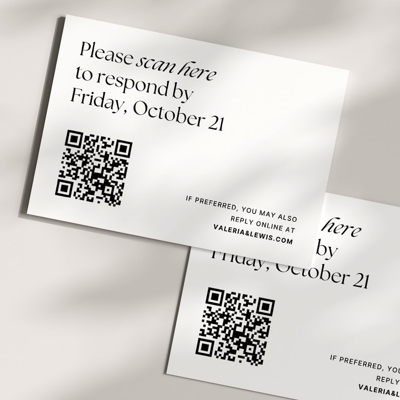 Editable Qr-code RSVP Card Template Minimalist Response Enclosure DIY ...