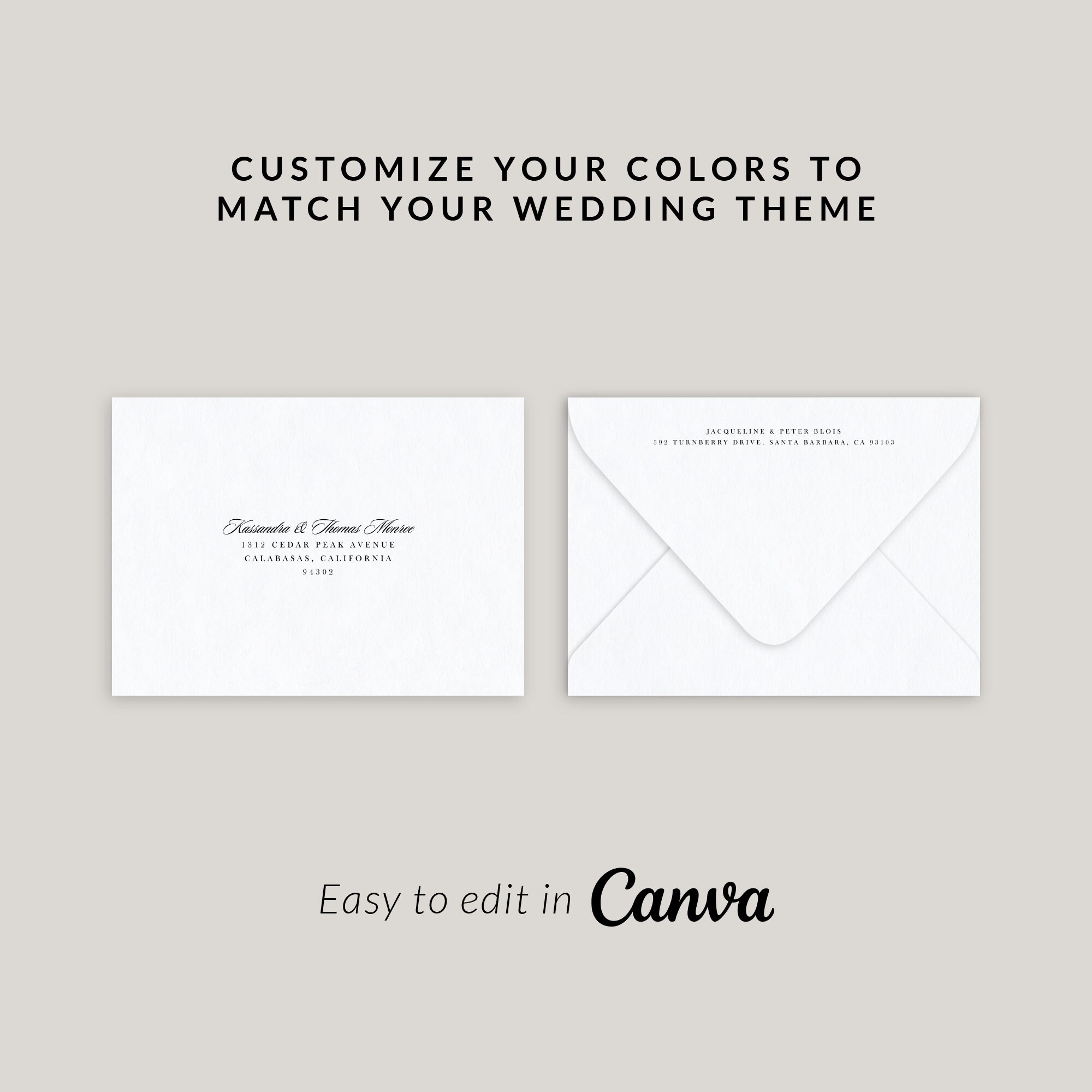 Editable Wedding Invitation Envelope Calligraphy Template DIY ...