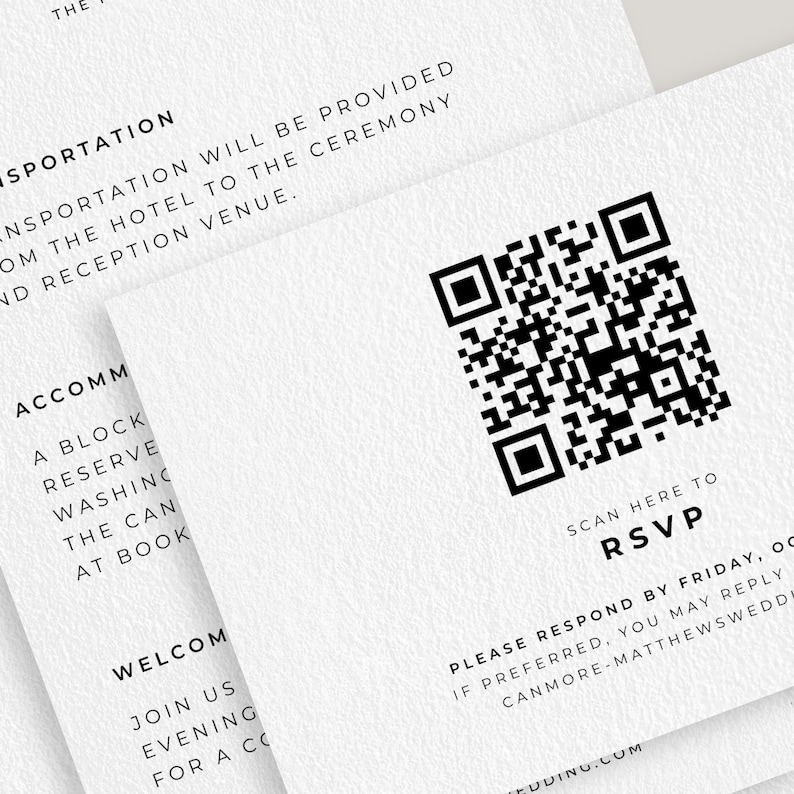 Editable Qr-code RSVP Card Template Minimalist Response Enclosure DIY ...
