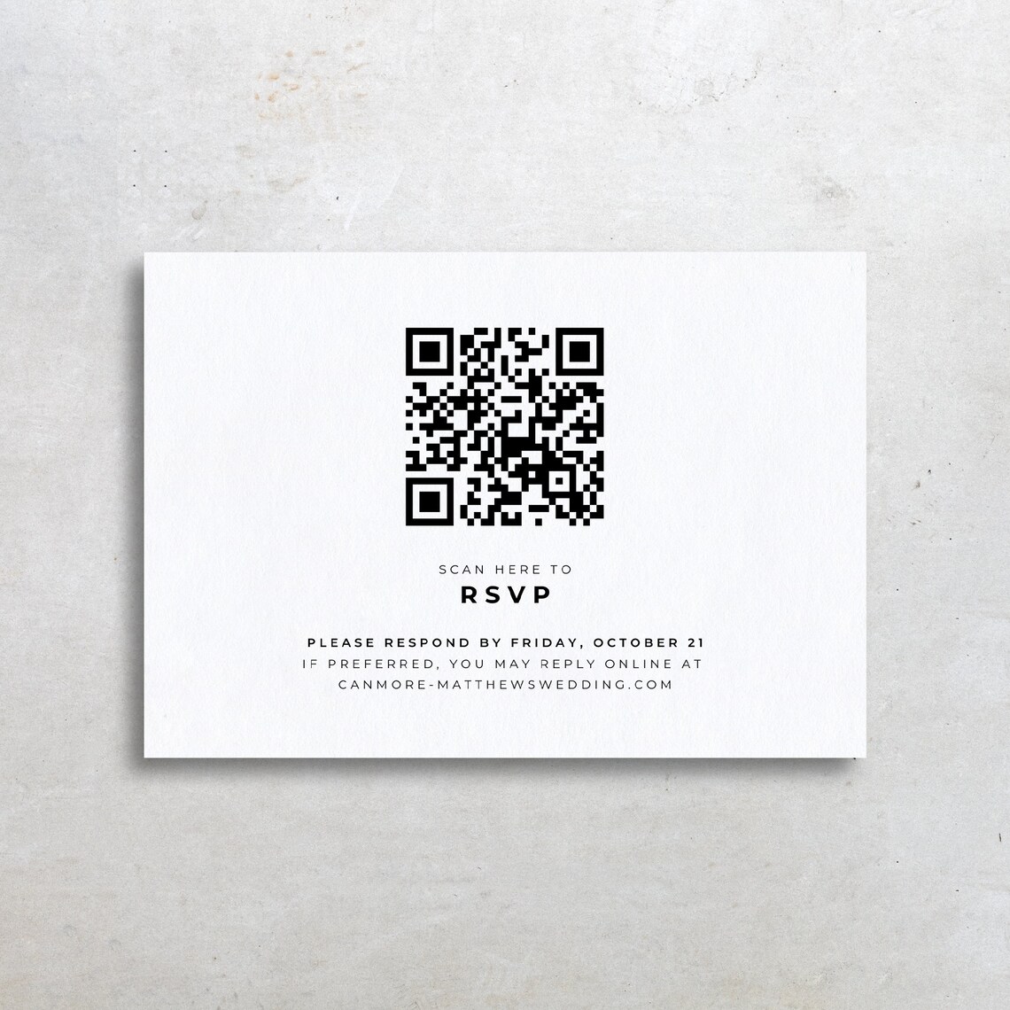 Editable Qr-code RSVP Card Template Minimalist Response Enclosure DIY ...
