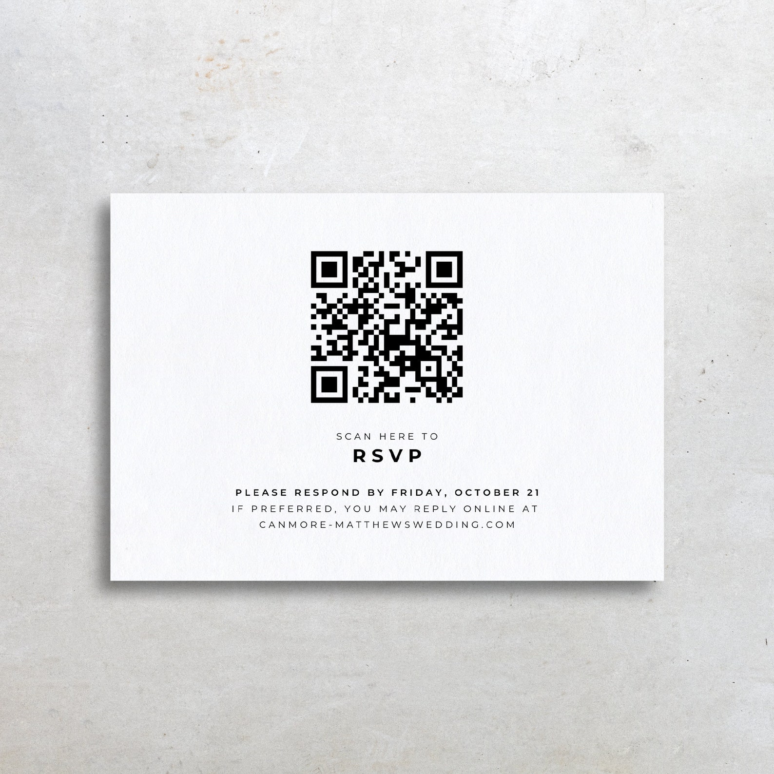 Editable Qr-code RSVP Card Template Minimalist Response Enclosure DIY ...