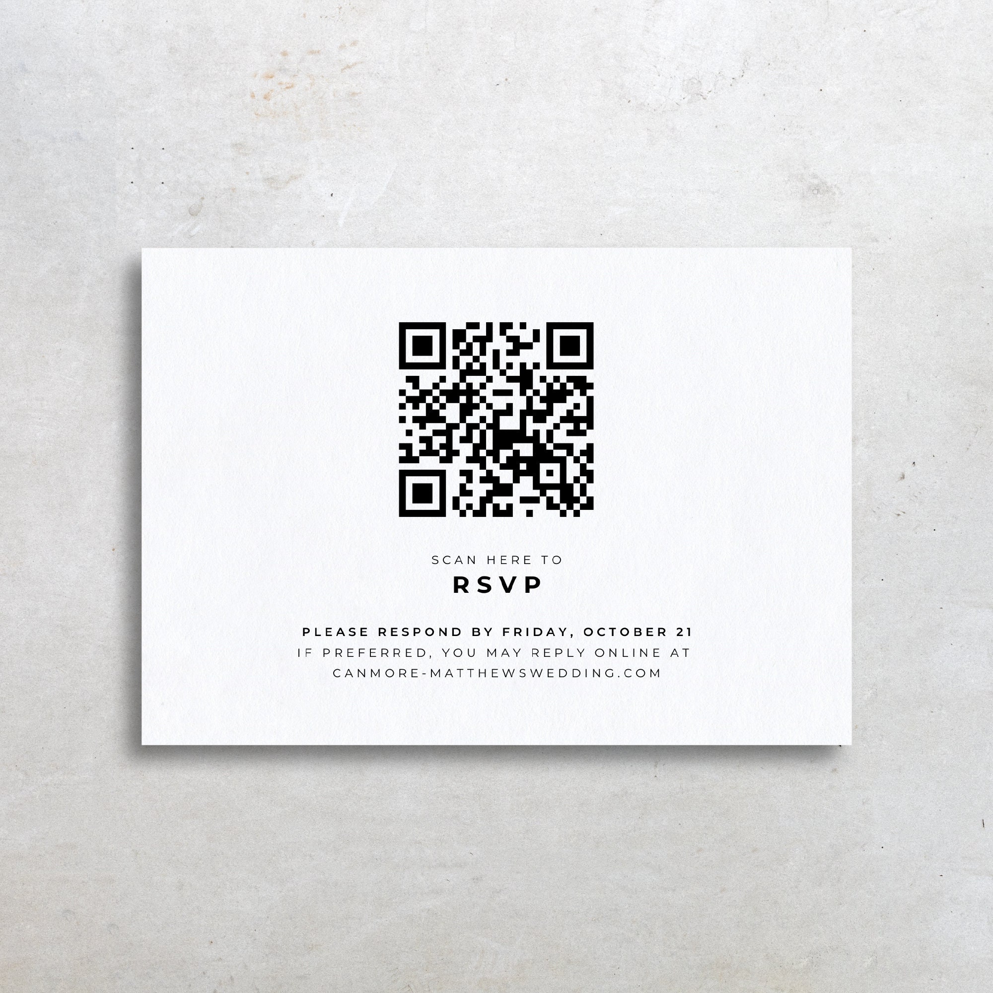 Editable Qr-code RSVP Card Template Minimalist Response Enclosure DIY ...