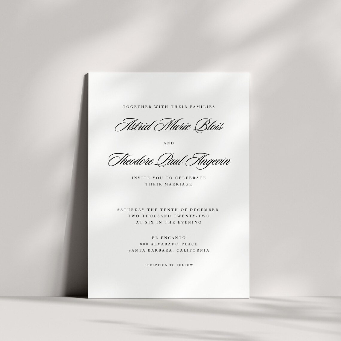 Editable Wedding Invitation Calligraphy Template DIY Canva Design ...