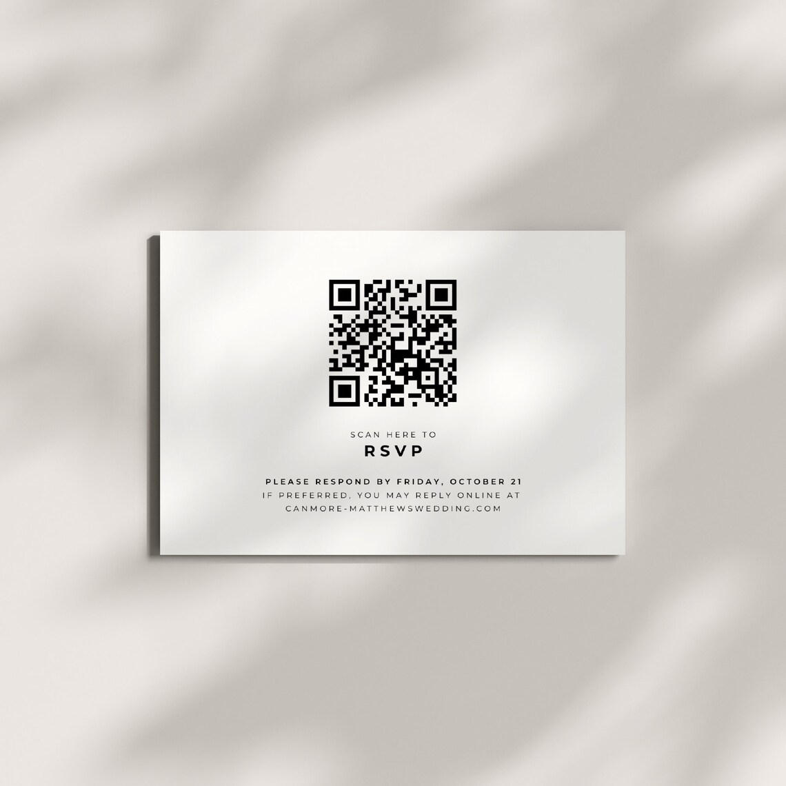 Editable Qr-code RSVP Card Template Minimalist Response Enclosure DIY ...
