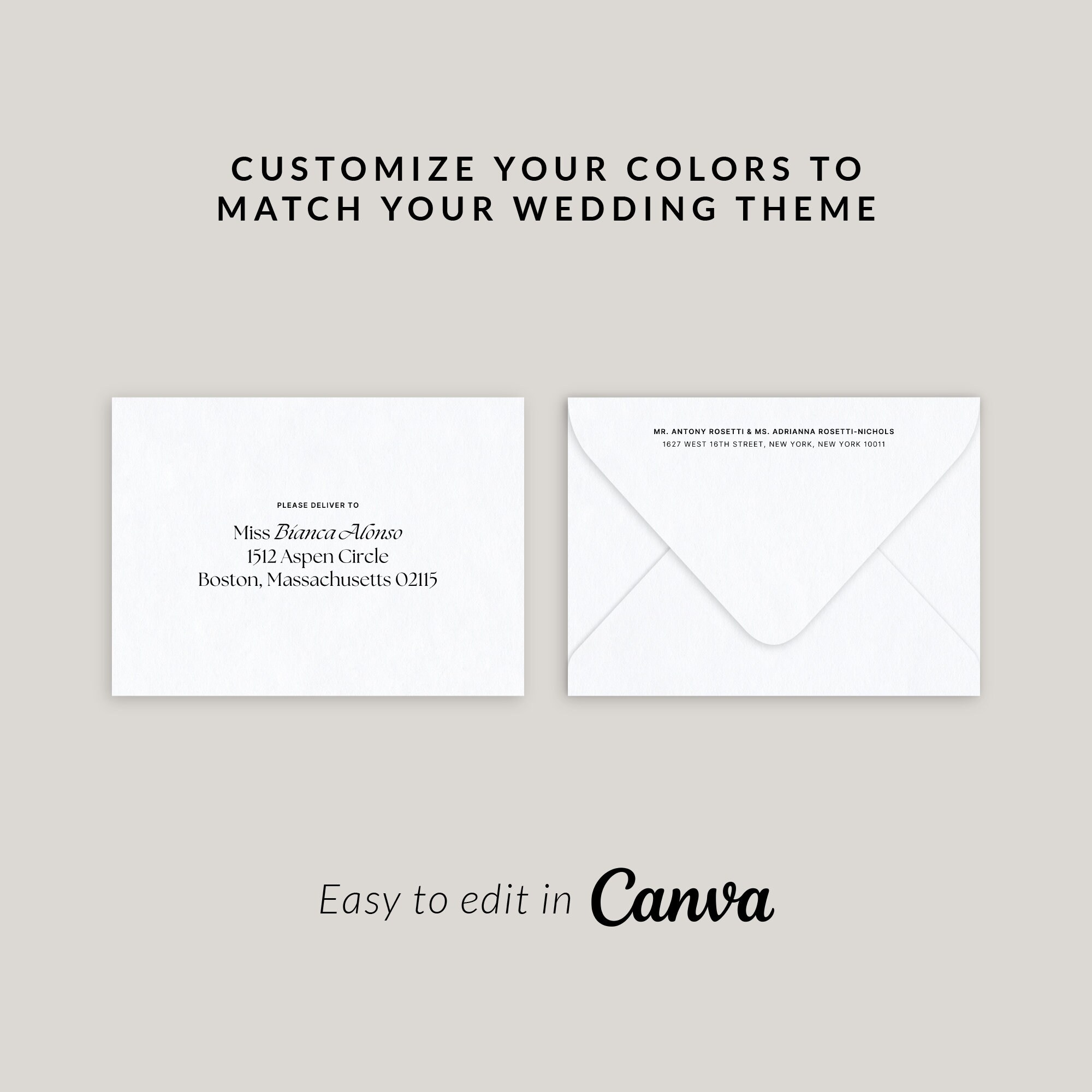 Editable Wedding Invitations Envelope Template | DIY Minimalist ...