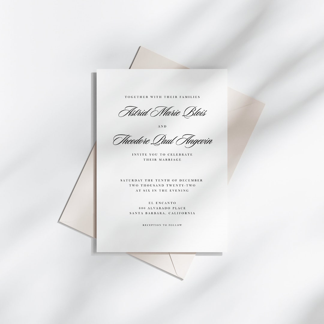 Editable Wedding Invitation Calligraphy Template DIY Canva Design ...
