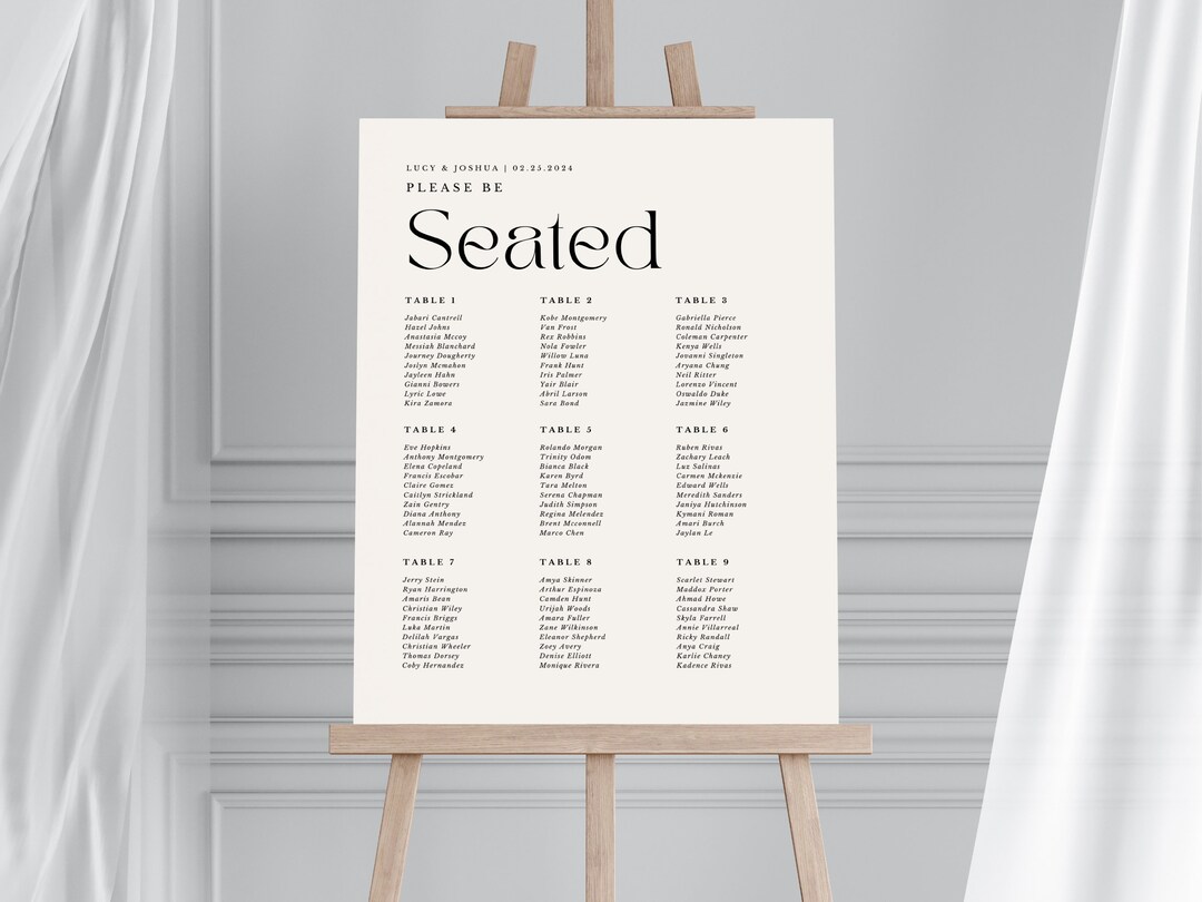 Minimalist Wedding Seating Chart Signs, Bold Luxury Seating Charts ...