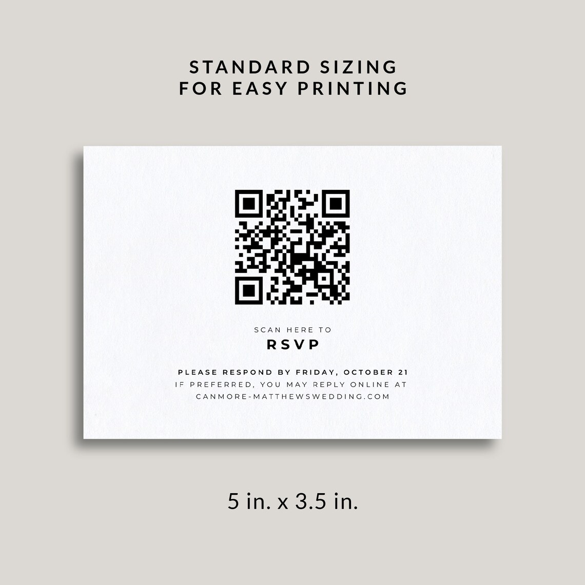 Editable Qr-code RSVP Card Template Minimalist Response Enclosure DIY Canva Design Customize ...