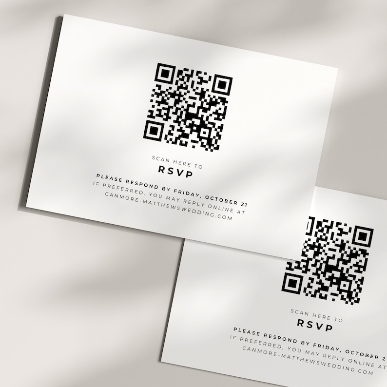 Editable Qr-code RSVP Card Template Minimalist Response Enclosure DIY ...
