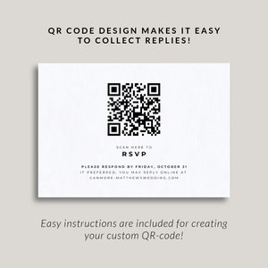 Editable Qr-code RSVP Card Template Minimalist Response Enclosure DIY ...