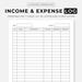 Income & Expense Log Printable, Income and Expense Tracker for Small ...