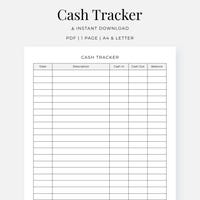 Cash Tracker Printable Editable Fillable. PDF Money Log Printable ...