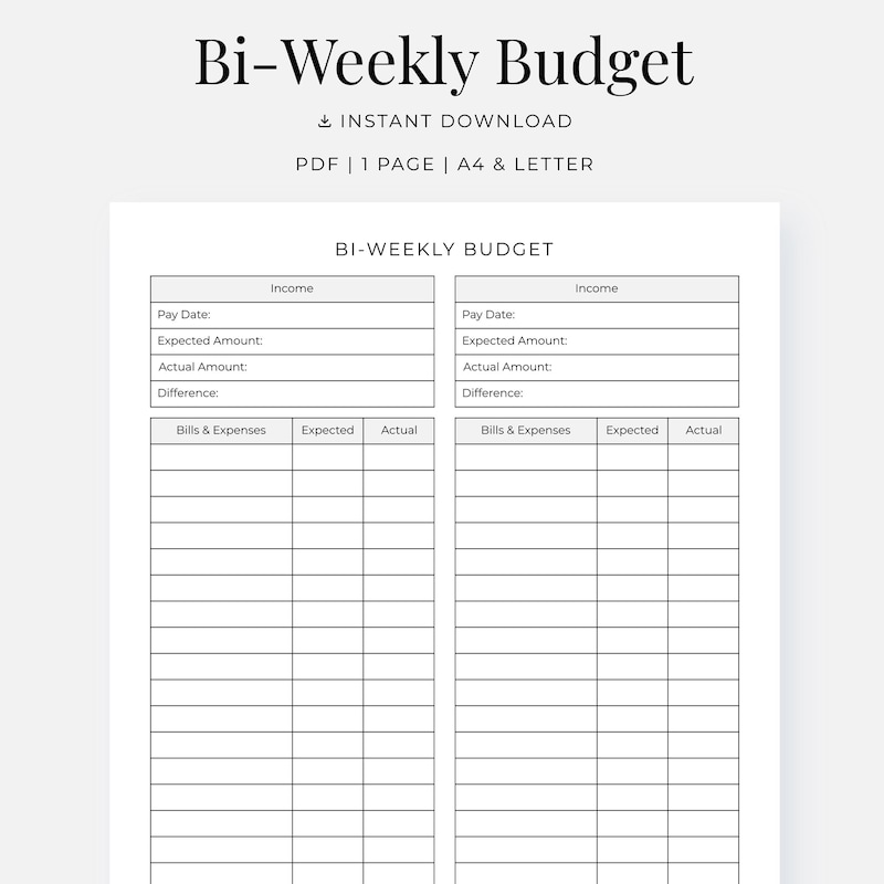 4 Week Budget Pdf - Etsy