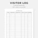 Visitor Log, Printable Visitor Sign in / Sign Out Sheet, PDF, A4/letter ...
