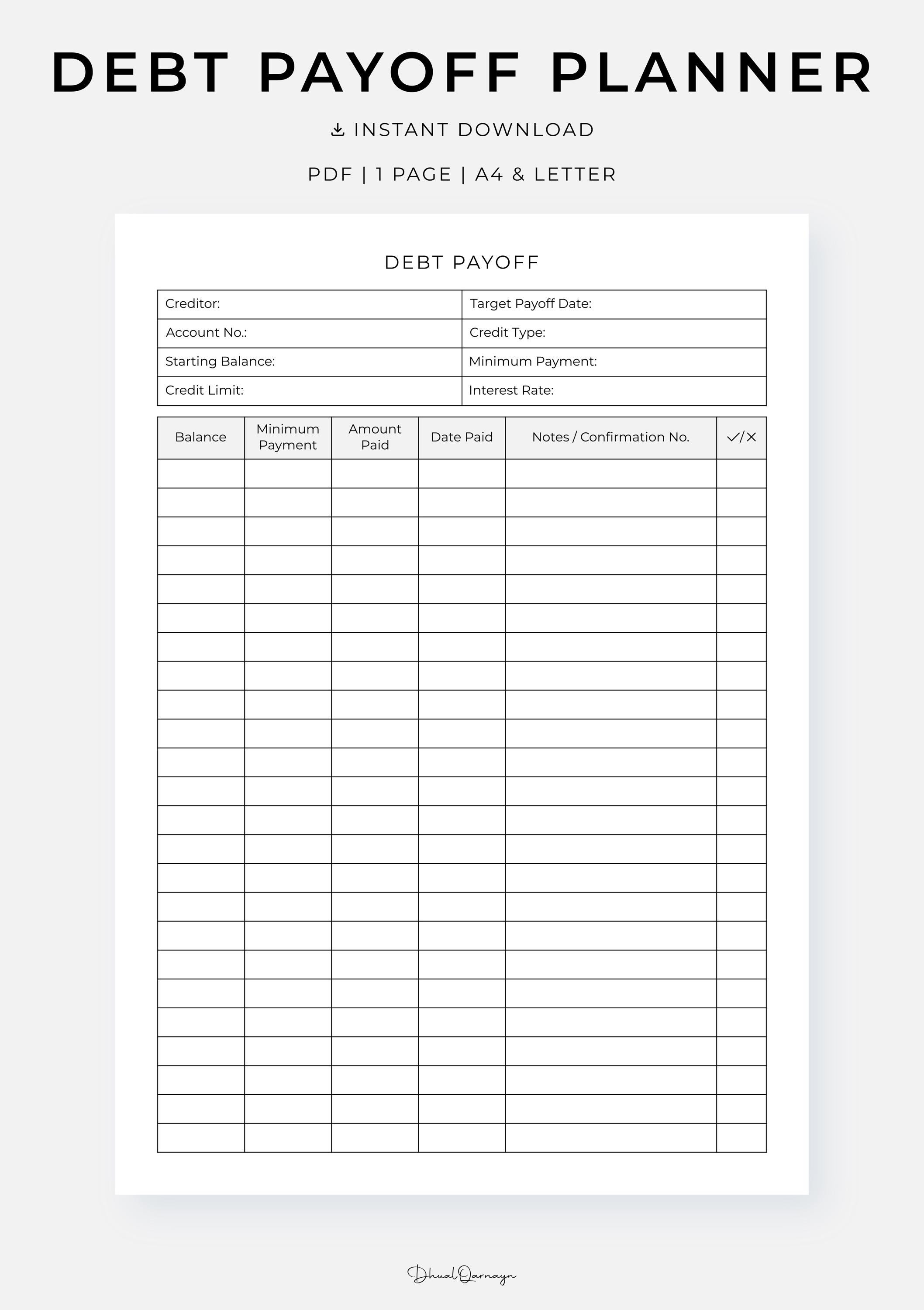 Debt Payoff Planner Printable, Debt Payoff Tracker, Debt Payment ...