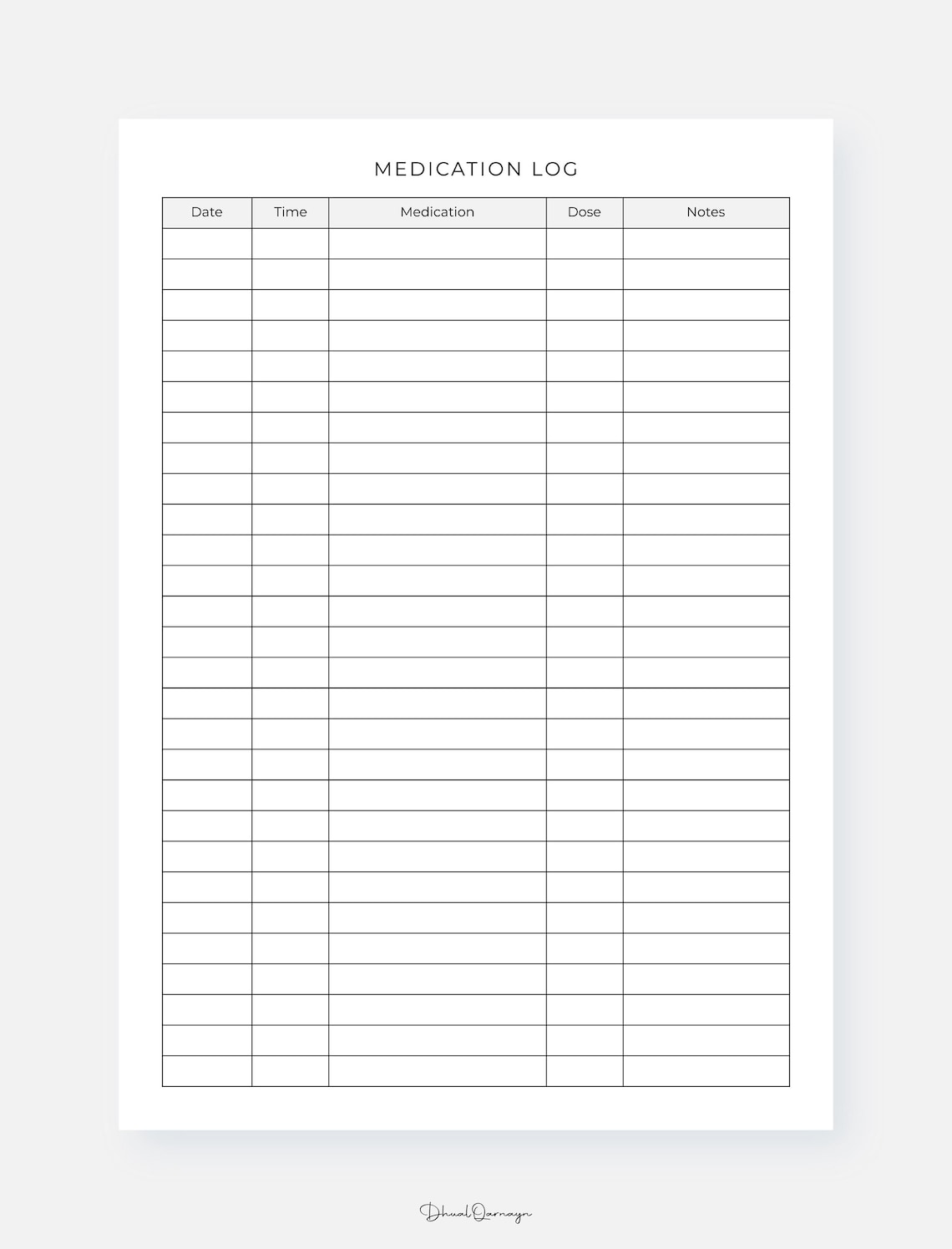 Medication Log, Printable Medication Tracker, PDF, A4/letter, Instant ...