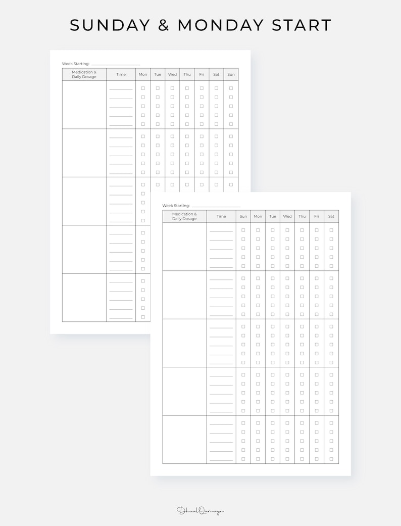 Medication Tracker Printable PDF, Weekly Chart With Checkboxes to Track ...