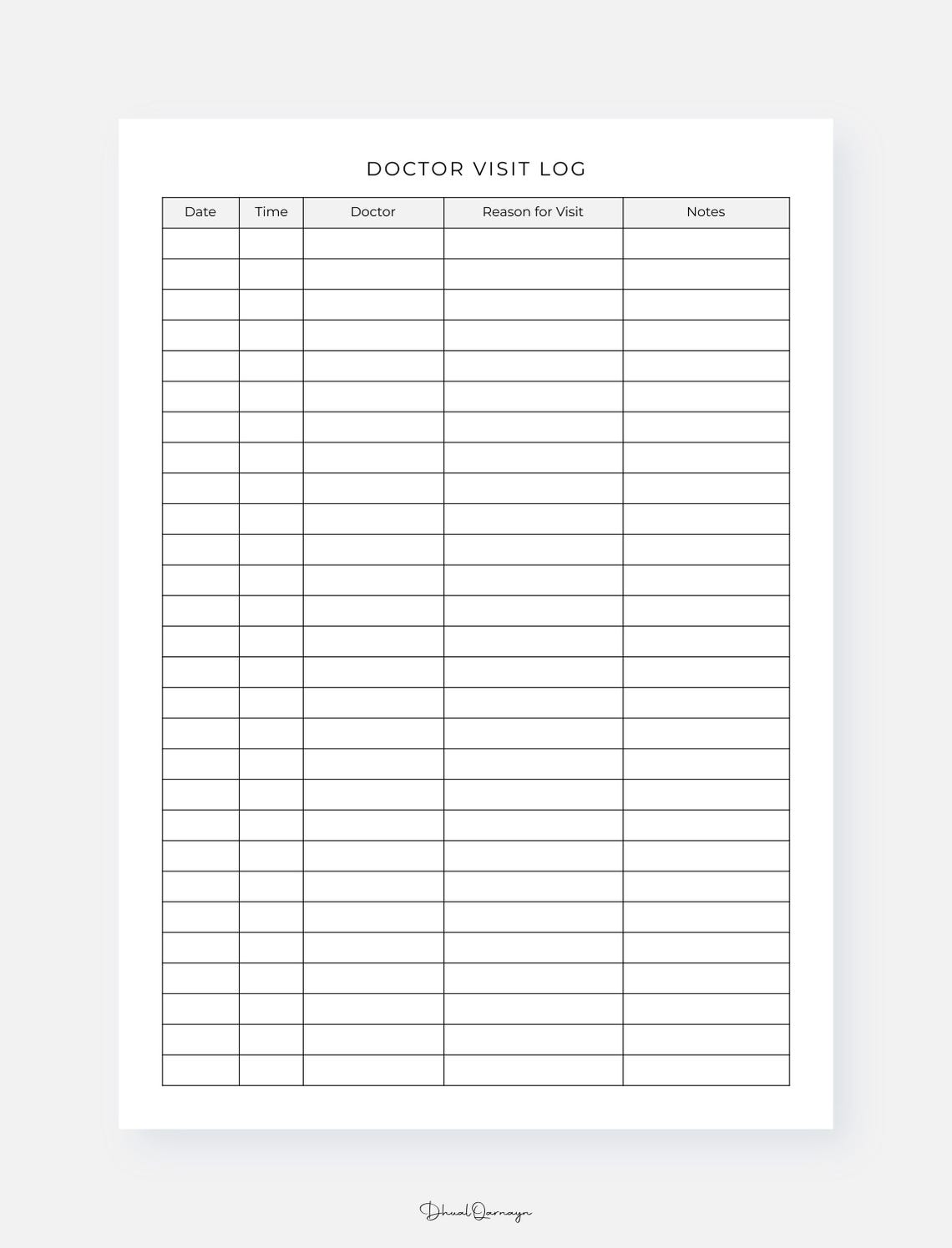 Doctor Visit Log, Printable Doctor Appointment Log, PDF, A4/letter ...