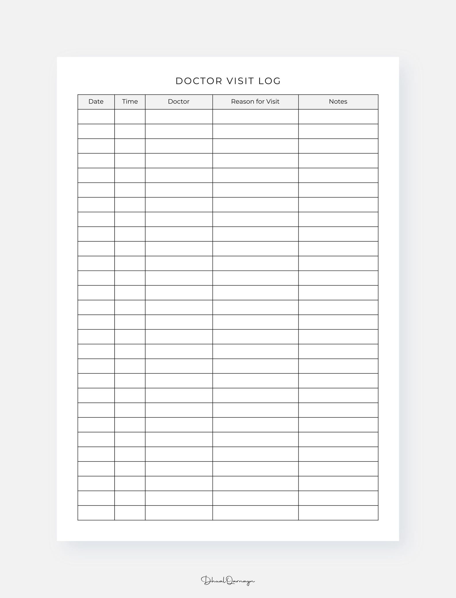 Doctor Visit Log, Printable Doctor Appointment Log, PDF, A4/letter ...