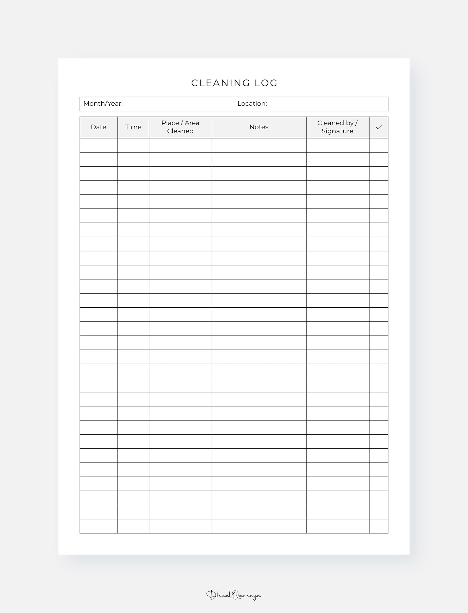 Cleaning Log, Daily Cleaning Tracker for Home, Offices, Hotels, Cafes ...