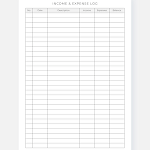 Income & Expense Log Printable, Income and Expense Tracker for Small ...