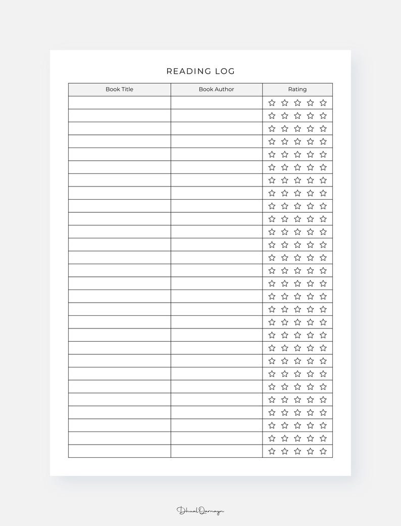 Printable Reading Log, Book Tracker, PDF, A4/letter, Instant Download ...