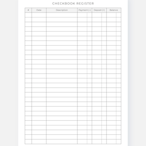 Checkbook Register Printable PDF, Check Registers for Personal ...