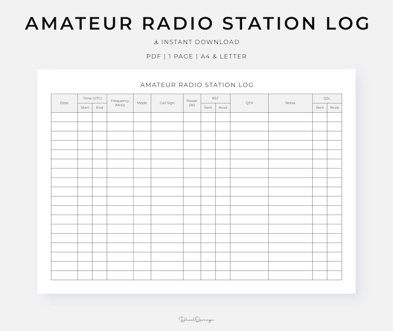 Amateur Radio Station Log, Ham Radio Log Printable, A4 and Letter ...