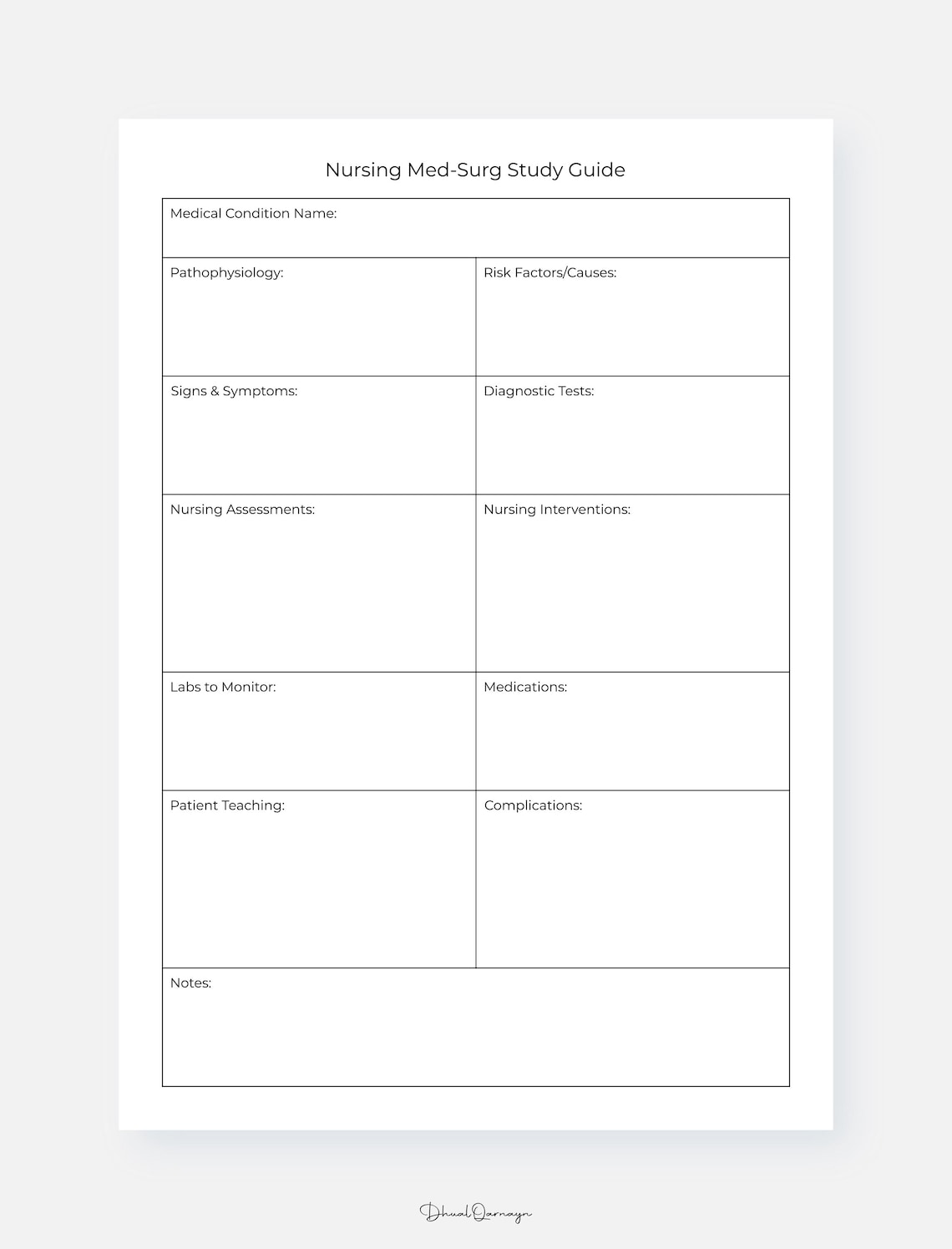 Nursing Med-surg Study Guide Printable PDF, Medical Surgical Cheat ...