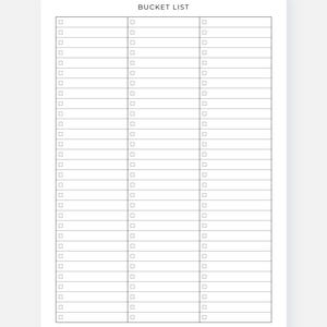 Printable Bucket List, Life Goals Checklist, PDF, A4/letter, Instant ...