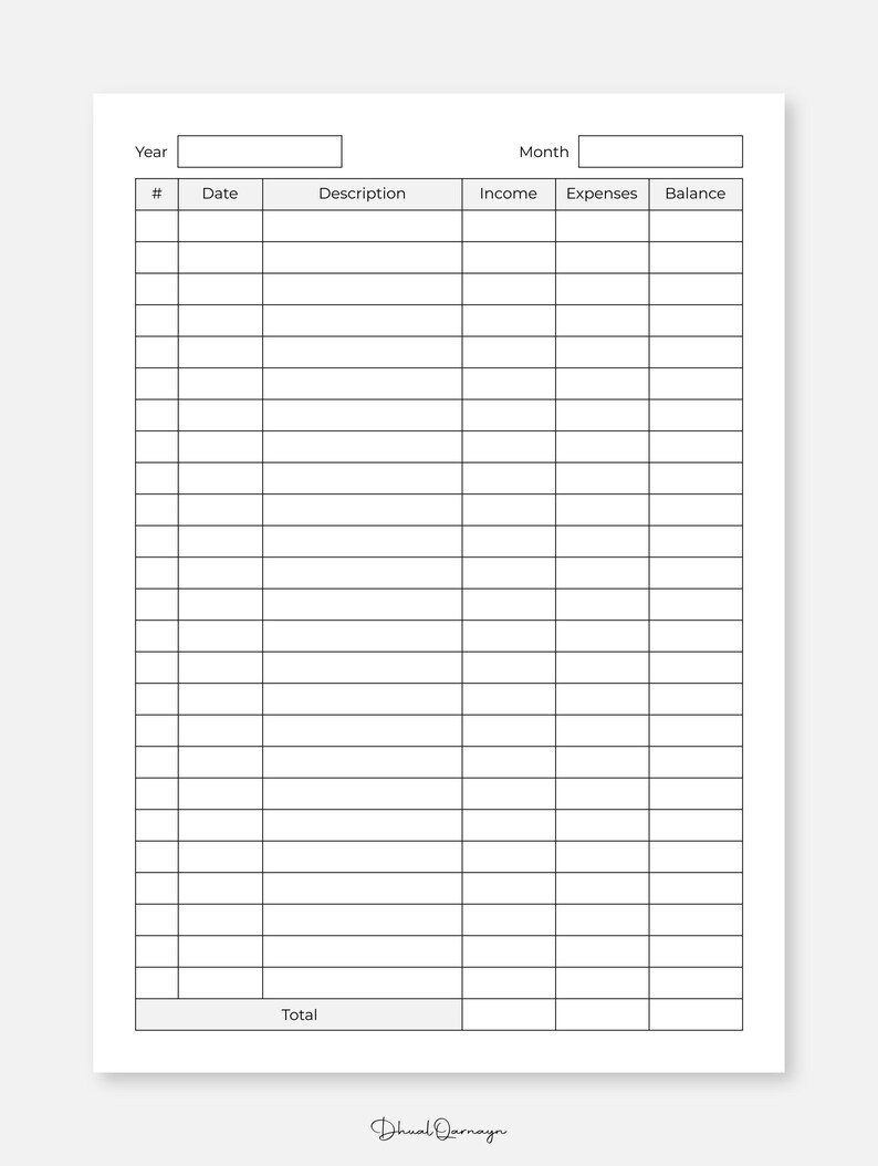 Income & Expense Log Printable, Income and Expense Tracker for Small ...
