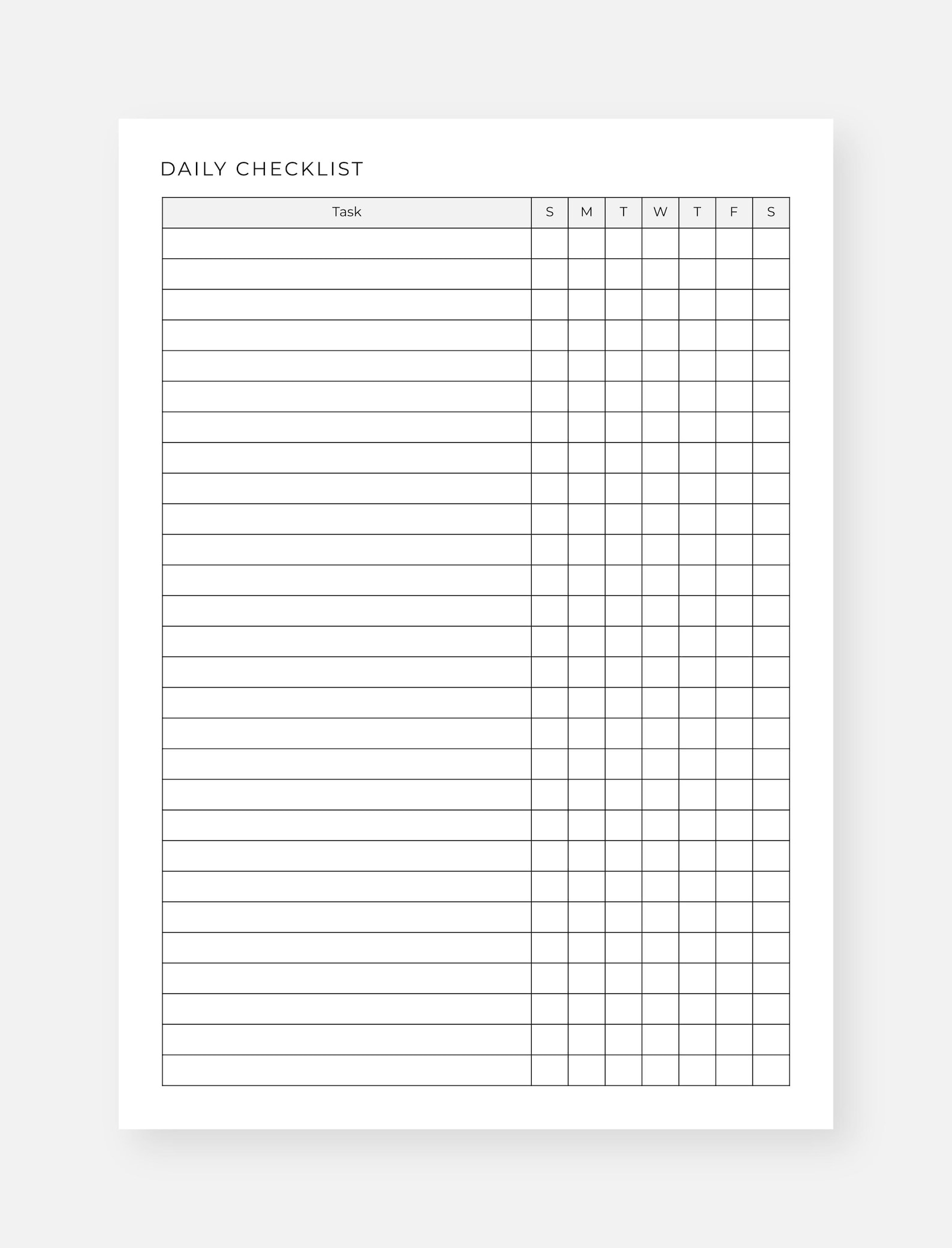 Daily Checklist Printable, Minimalist Weekly Task Planner, PDF, A4 ...