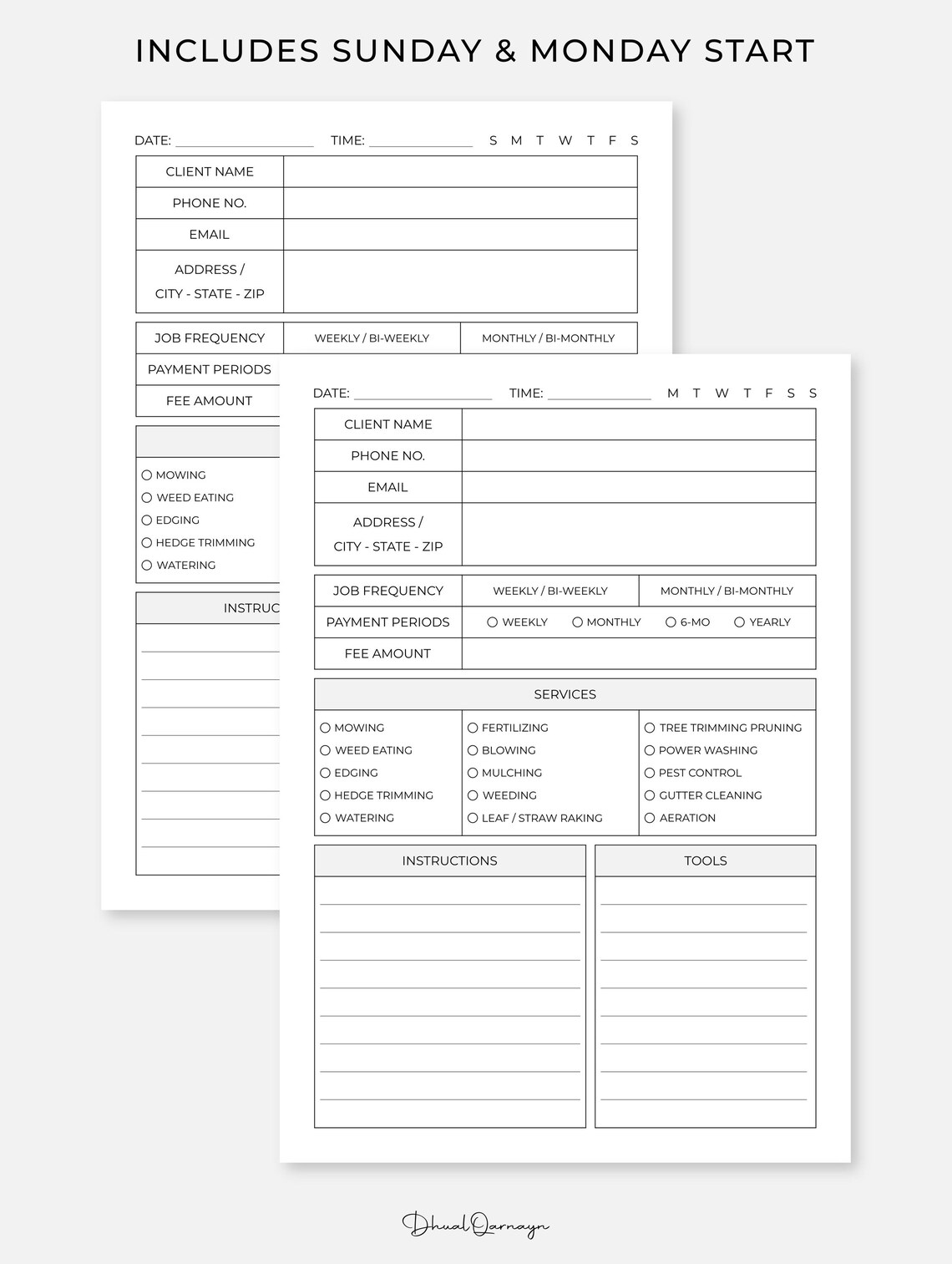 Lawn Care Client Log Printable, Landscaping Business Tracker, Lawn ...
