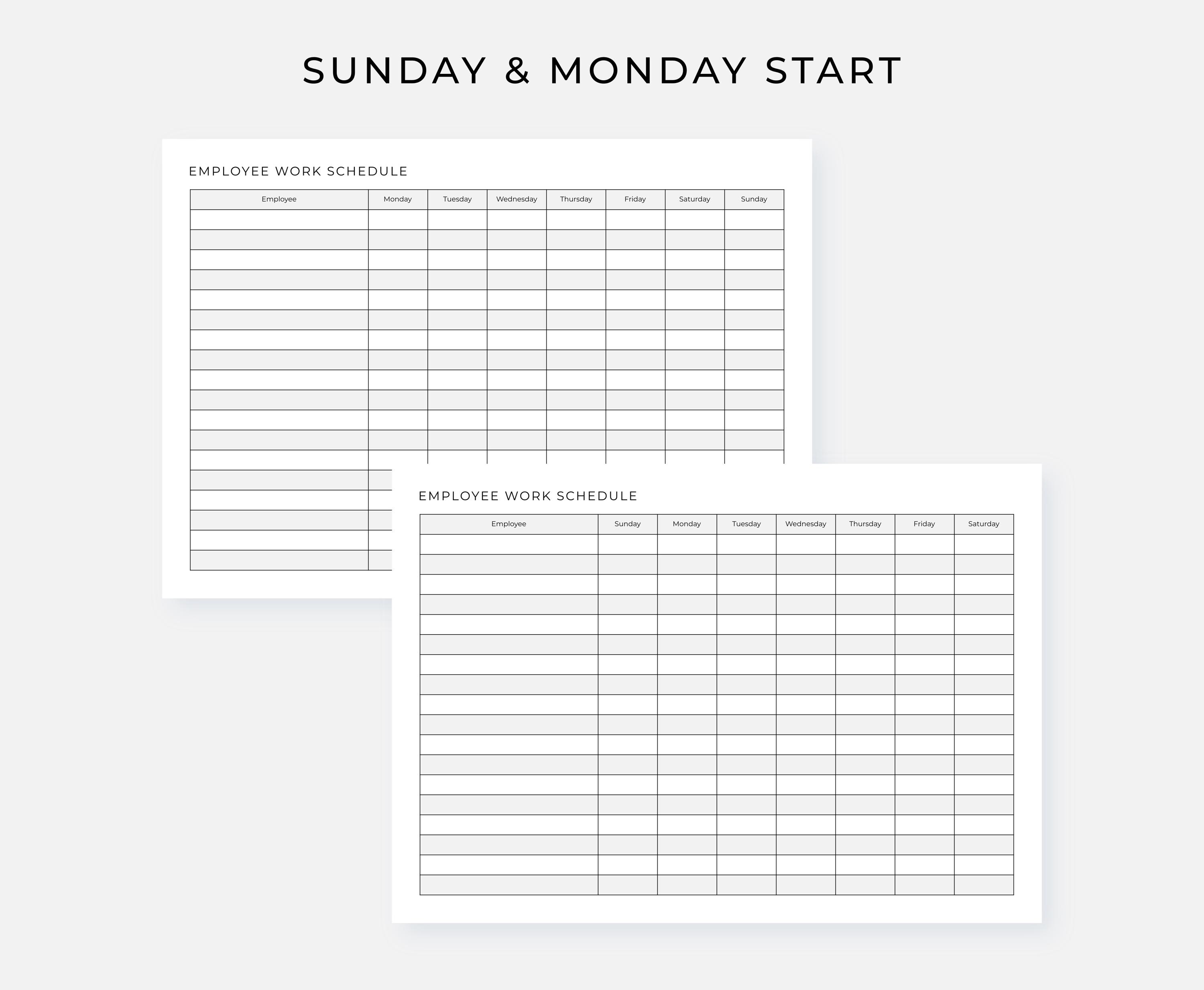 Employee Work Schedule Printable, Staff Shift Planner, Weekly Work ...