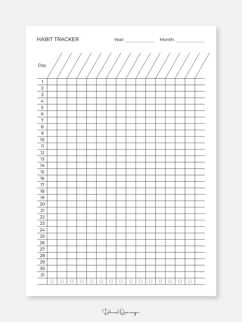 Monthly Habit Tracker Printable, Habit Tracker Template, Habit Planner ...