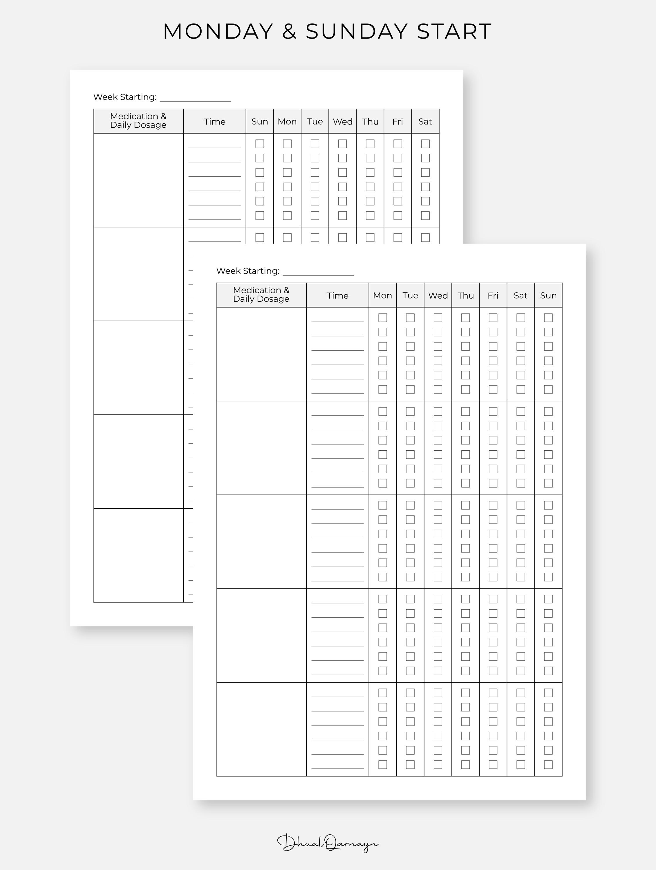 Medication Log Printable, Daily Medication Tracker, Pill Organizer ...