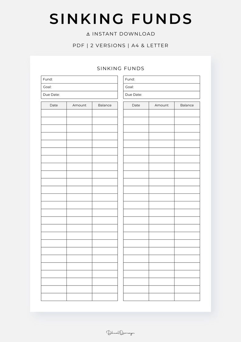 Sinking Funds Tracker, Printable Savings Challenge, A4/letter, Instant ...