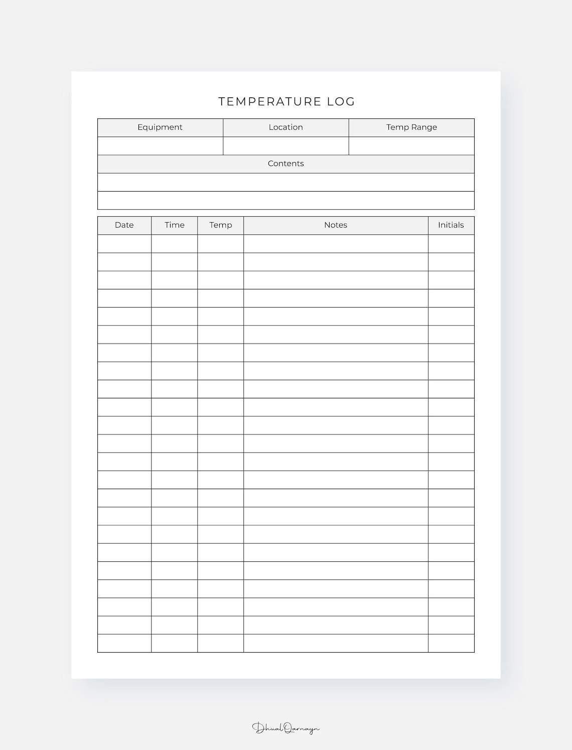Temperature Log, Simple Fridge & Freezer Temperature Monitoring ...